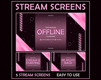 5x Modern Twitch Overlays for Stream Twitch screens. Offline,Starting ...