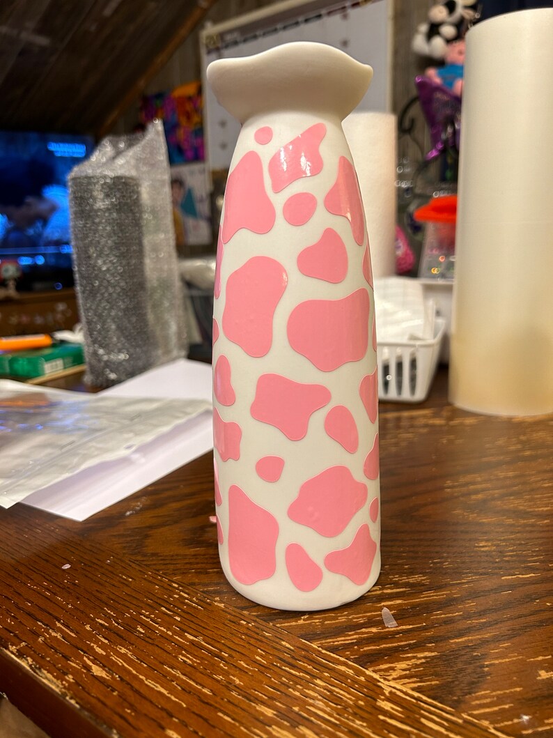 Pink Cow Print Flower Vase - Etsy