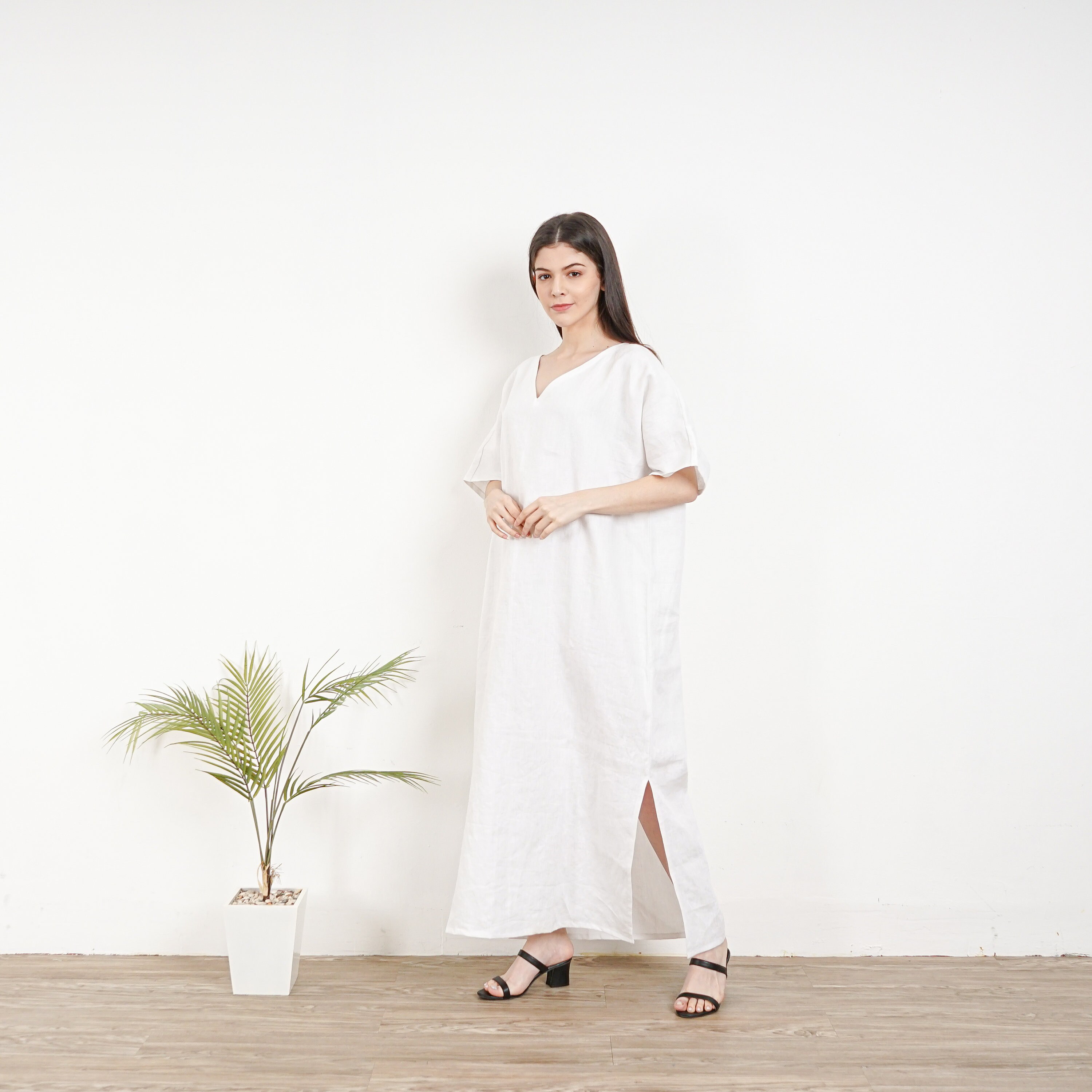 White Linen Caftanka03-li01 Caftan Dress Kaftan Plus Size - Etsy