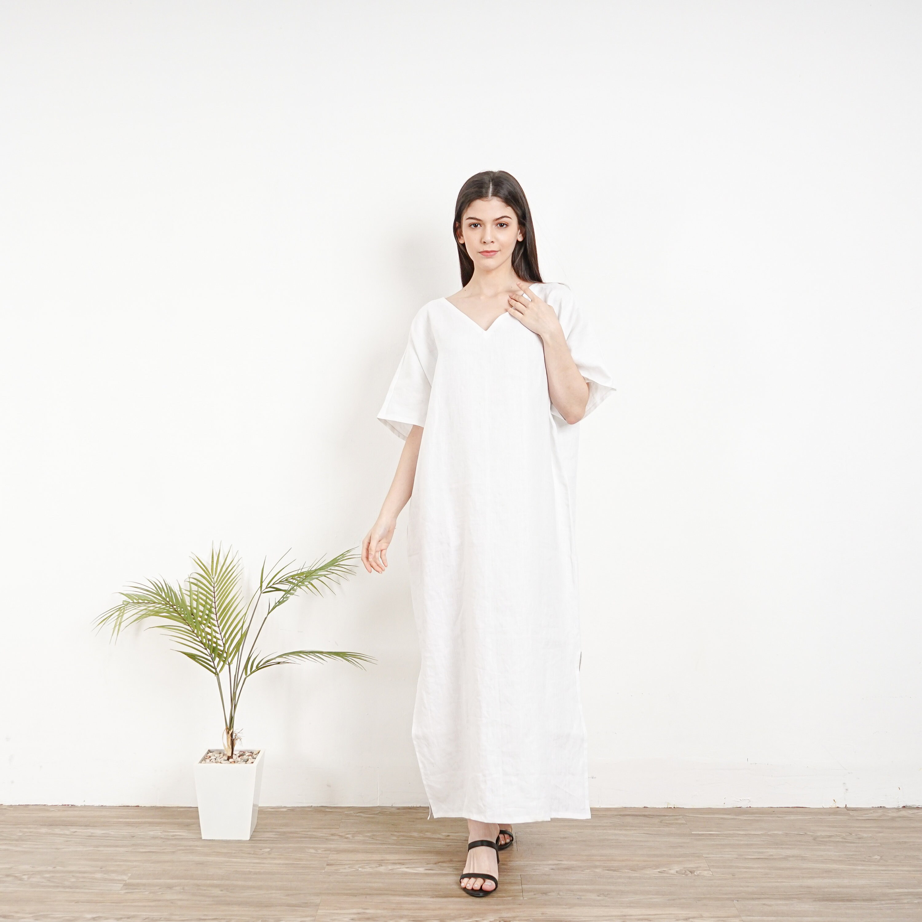 White Linen Caftanka03-li01 Caftan Dress Kaftan Plus Size - Etsy