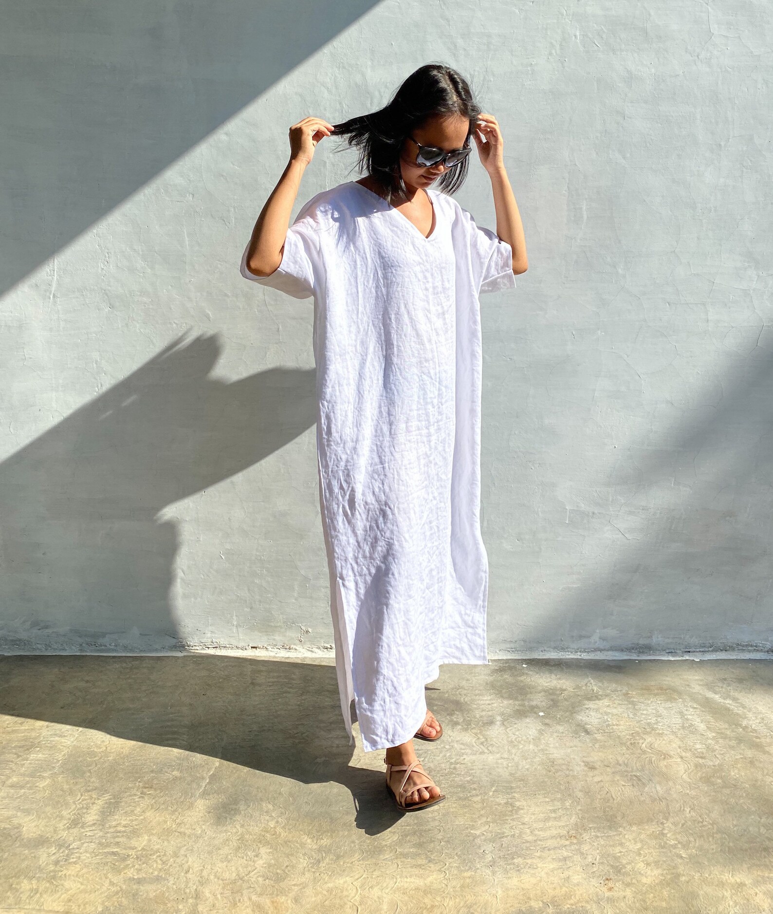 White linen caftanKA03-LI01 Caftan dress Kaftan plus size | Etsy