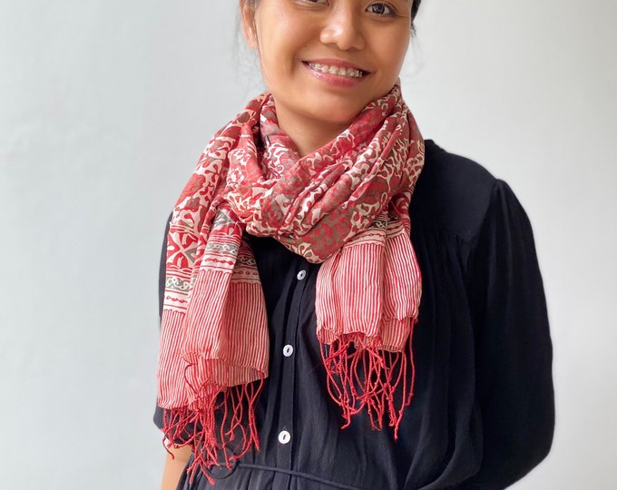 Light Weight Red Batik Silk Scarf, Silk Batik, S41, Indonesian Batik ...