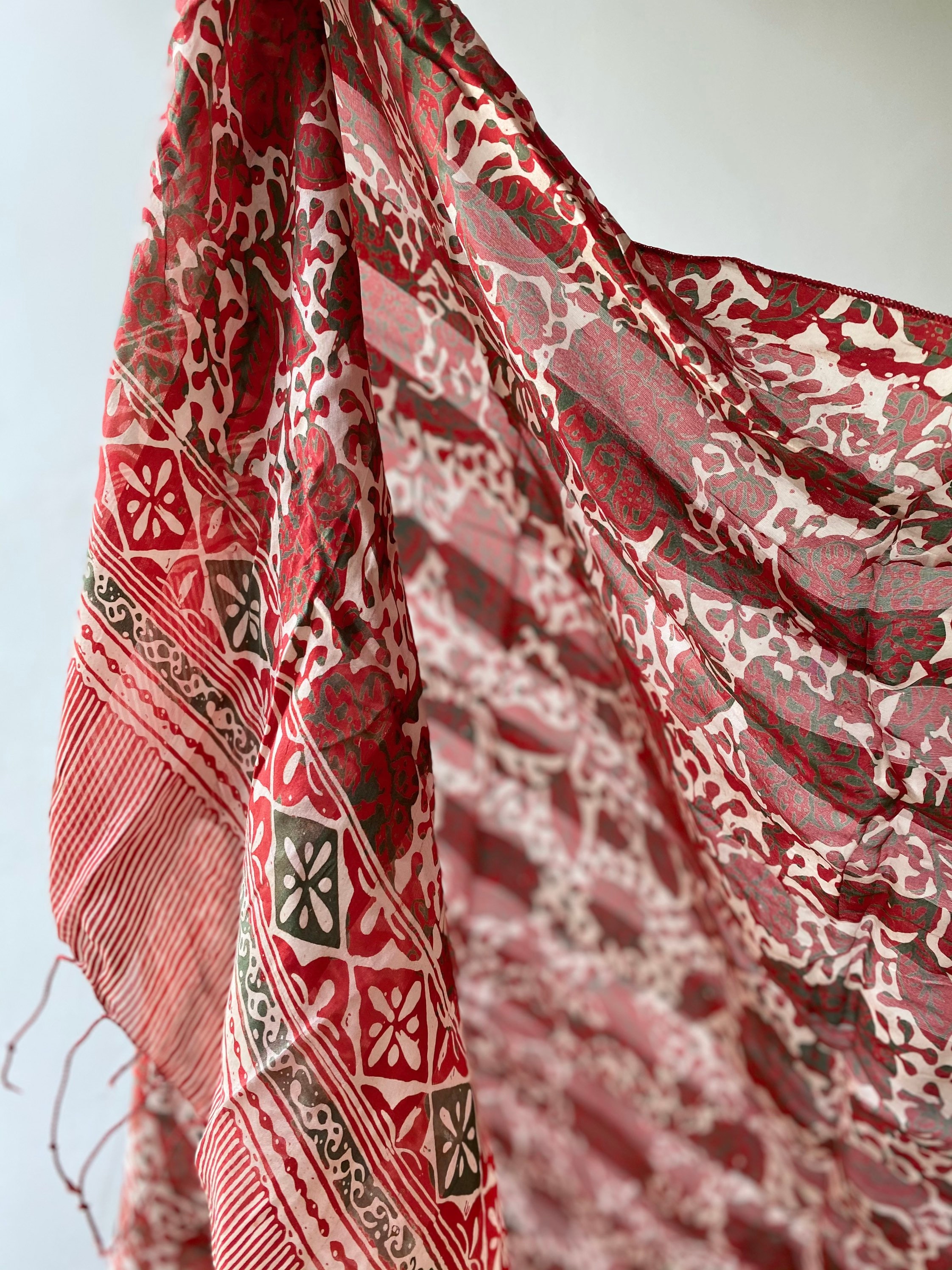 Light Weight Red Batik Silk Scarf Silk Batik S41 Indonesian - Etsy