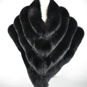 Black Fur Wrap Fox Fur Stole Fox Fur Shawl Bridal Wrap Bridal Cape ...