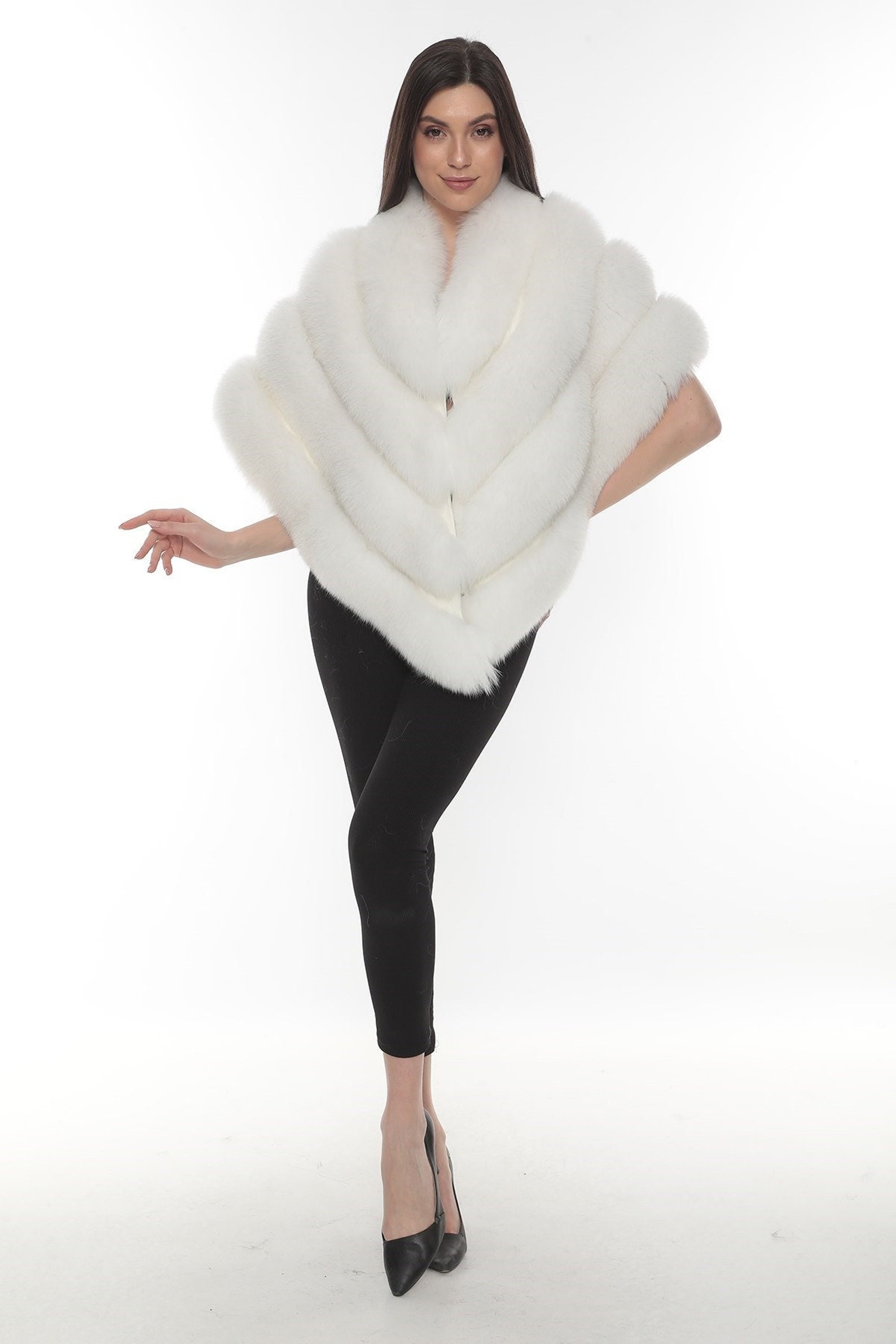 White Fur Wrap Fox Fur Stole Fox Fur Shawl Bridal Wrap Bridal - Etsy