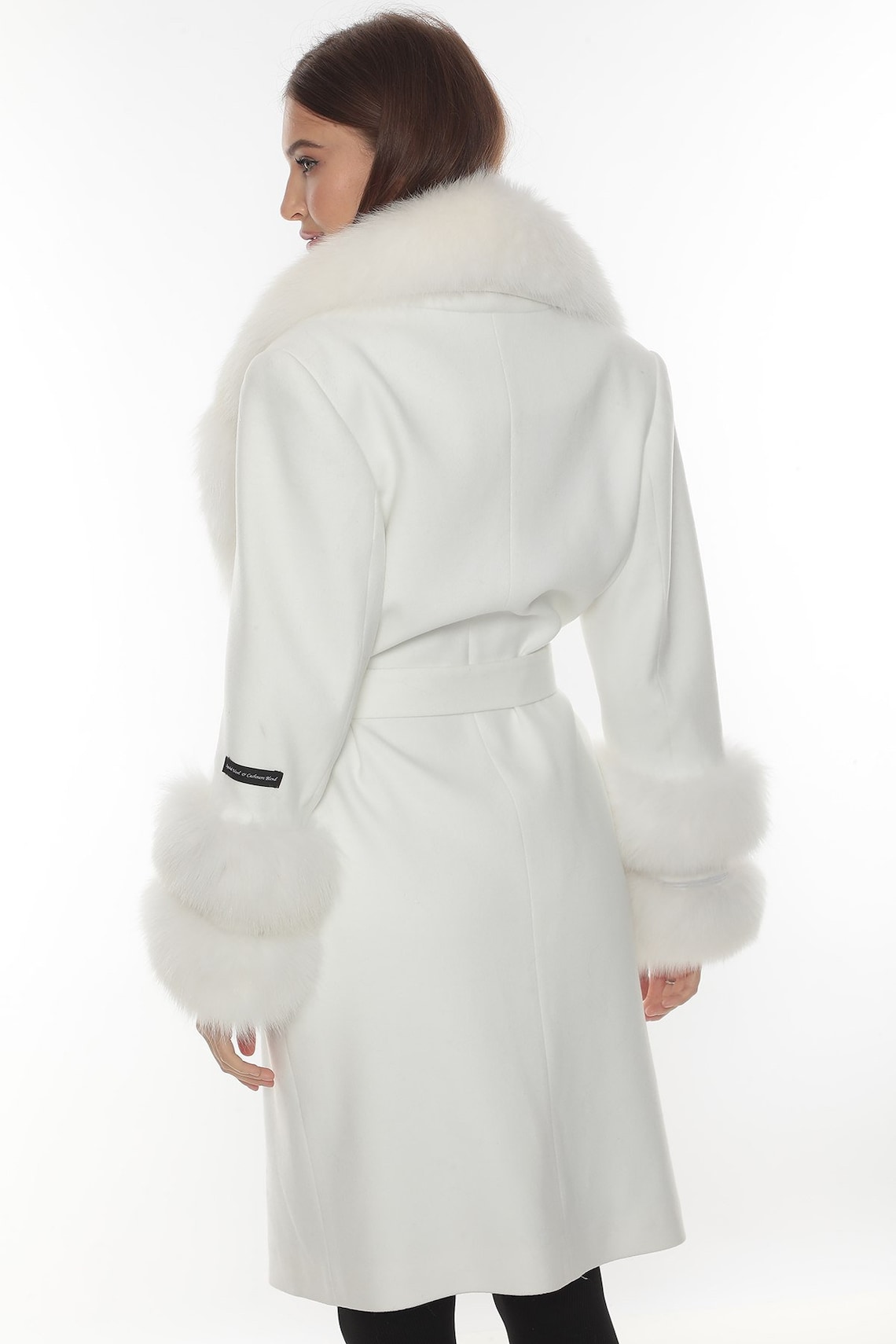 Winter White Cashmere Coat White Fox Collar and Cuffs Women Stylish Fox ...