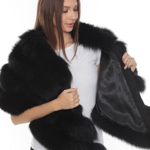 Black Fur Wrap Fox Fur Stole Fox Fur Shawl Bridal Wrap Bridal Cape ...