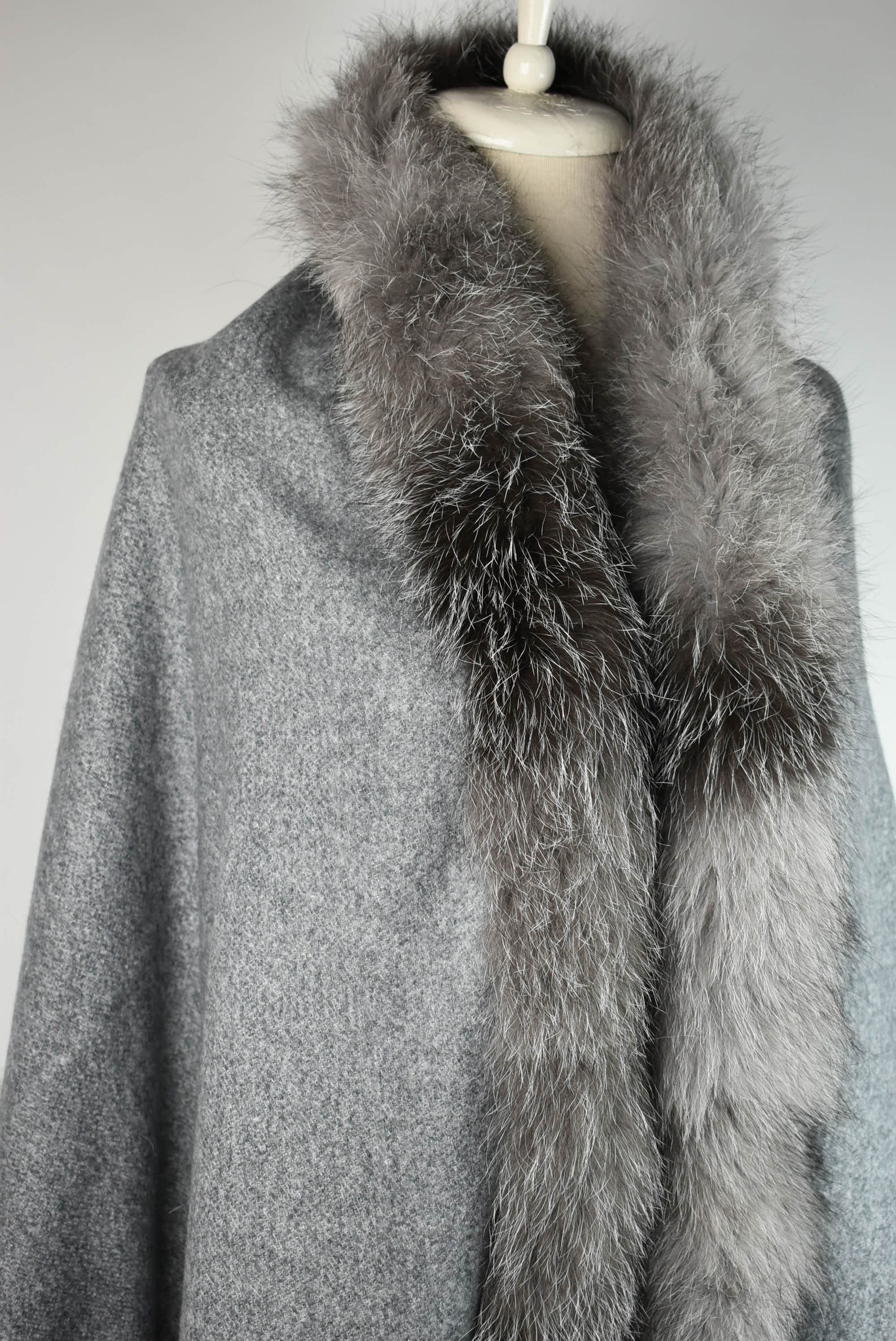 Gray Warm and Soft Stylish Shawl With Four Corners of Real Fox | Etsy