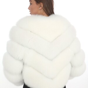 Elegant Snow White Fox Fur Jacket Women , Winter Bomber, Fox Fur Coat ...