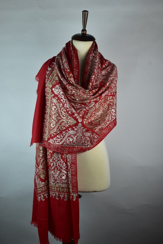 Kashmiri Shawl Wool Embroidered Pashmina Scarf for Women Woolen Shawl Wrap Etsy UK