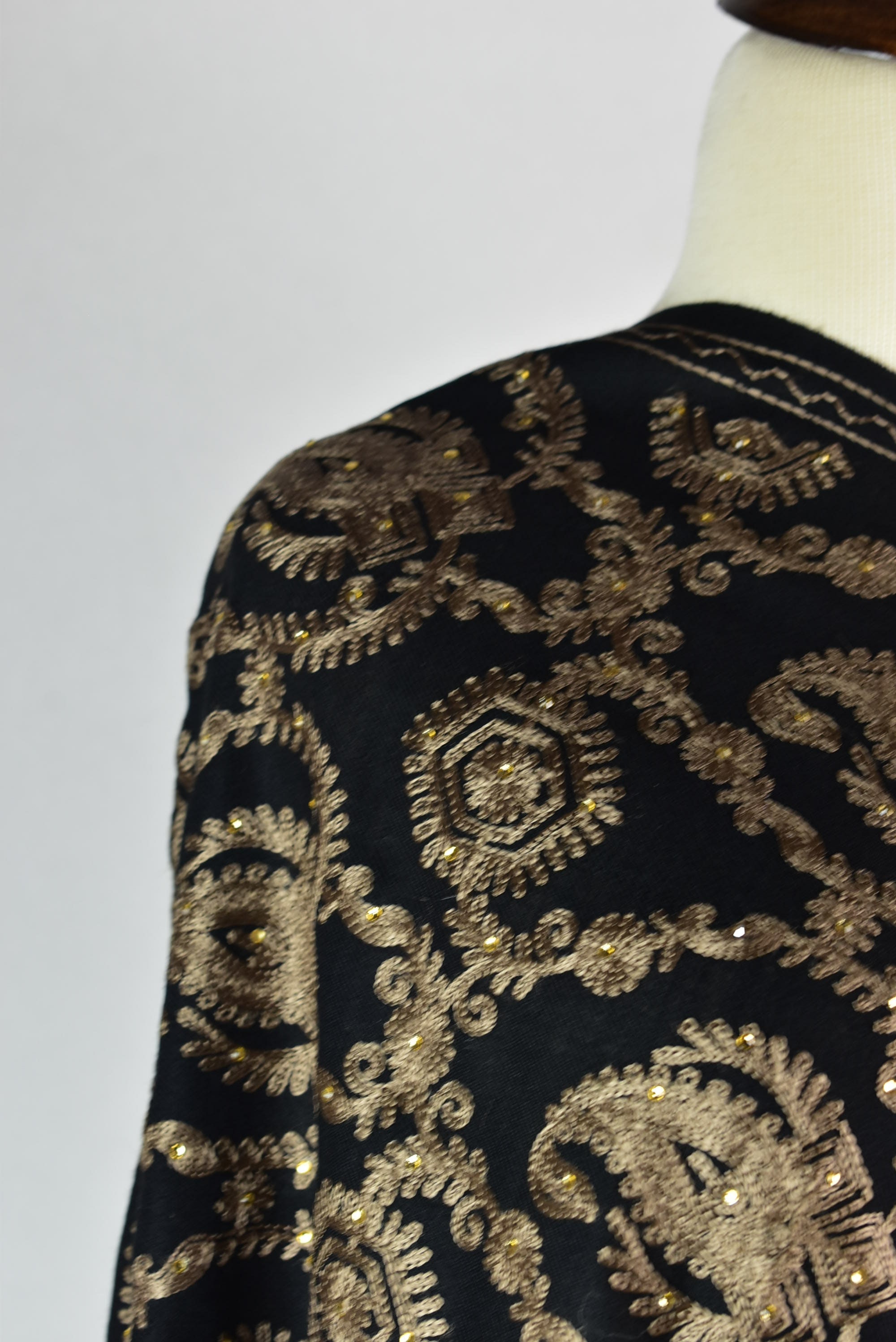 Black Pashmina Wedding Shaw Wool Embroidered Shawl Wool - Etsy