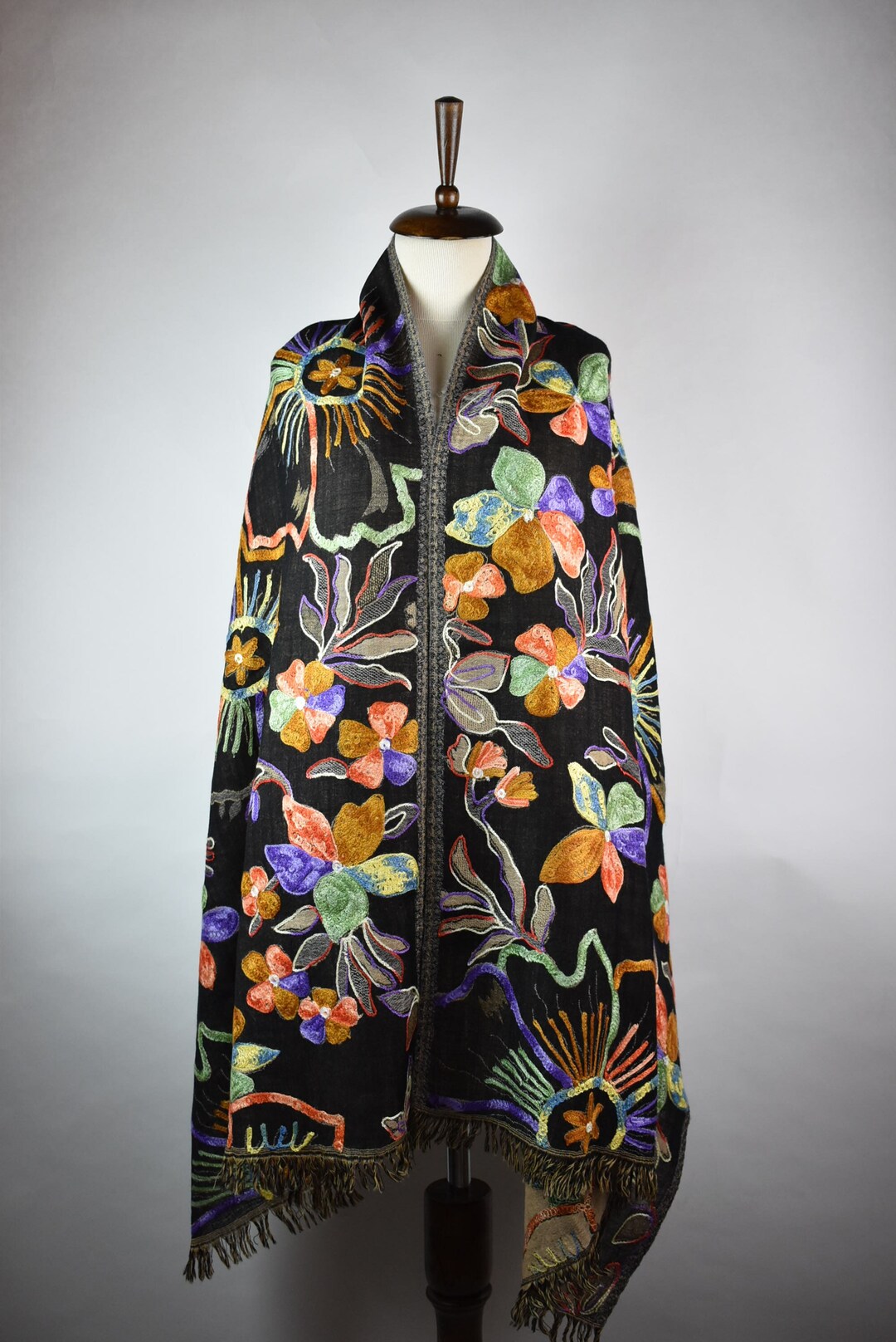 Wool Pashmina Shawl, Embroidered Shawl, Wool Shawl Wrap, - Etsy