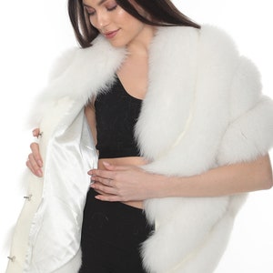 White Fur Wrap Fox Fur Stole Fox Fur Shawl Bridal Wrap Bridal Cape ...
