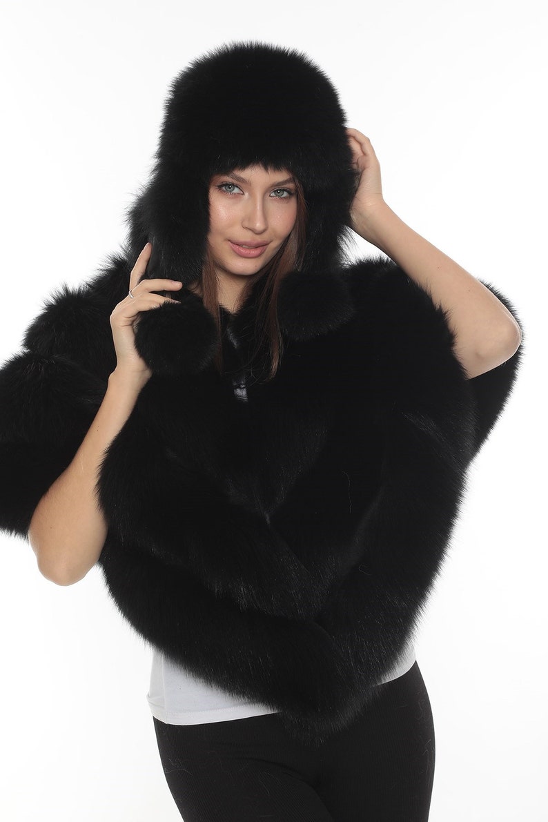 Black Fur Wrap Fox Fur Stole Fox Fur Shawl Bridal Wrap Bridal - Etsy