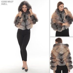 Real Frost Fox Fur Jacket Women, Winter Bomber, Fox Fur Coat Women ...