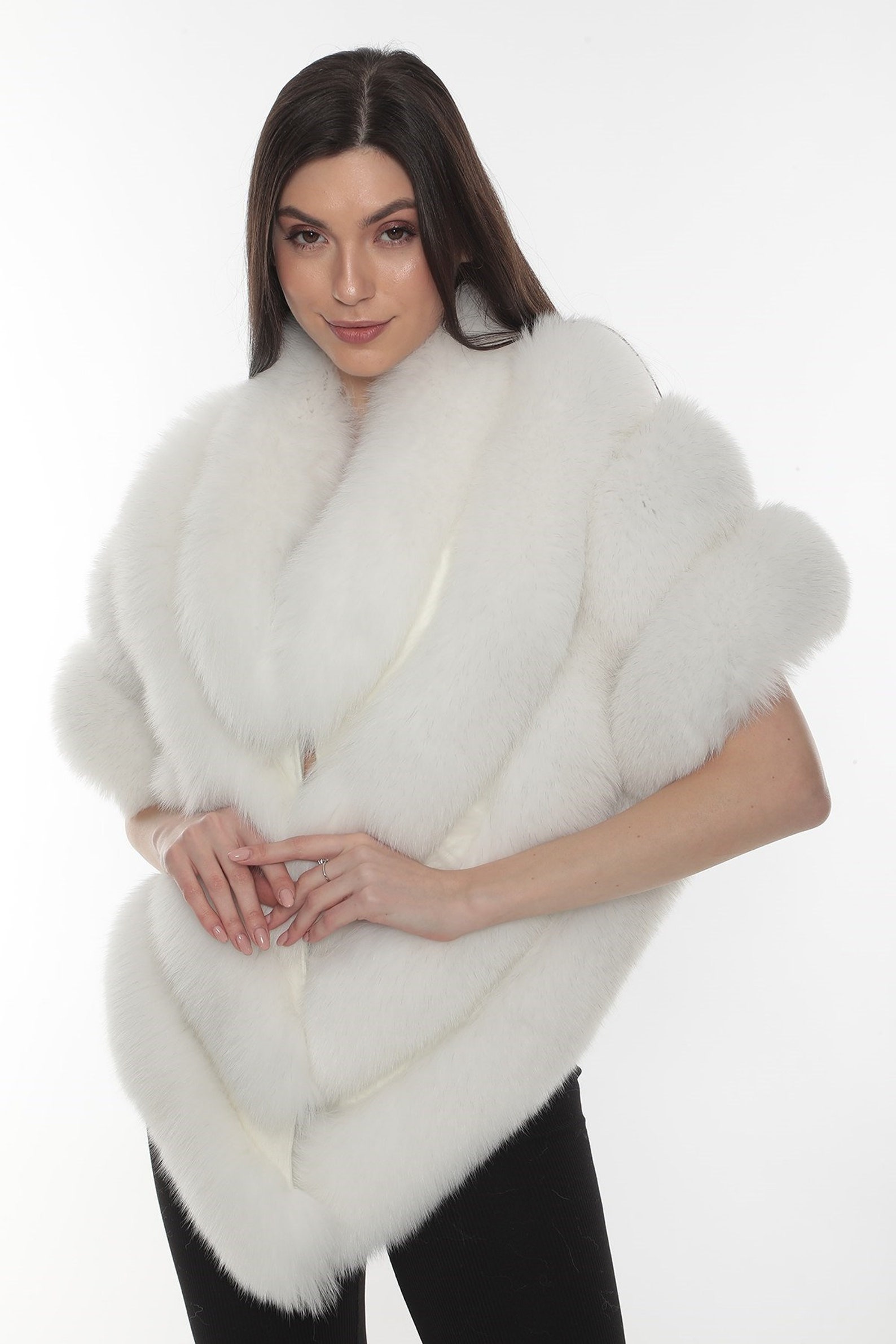 White Fur Wrap Fox Fur Stole Fox Fur Shawl Bridal Wrap Bridal - Etsy