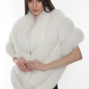 White Fur Wrap Fox Fur Stole Fox Fur Shawl Bridal Wrap Bridal Cape ...