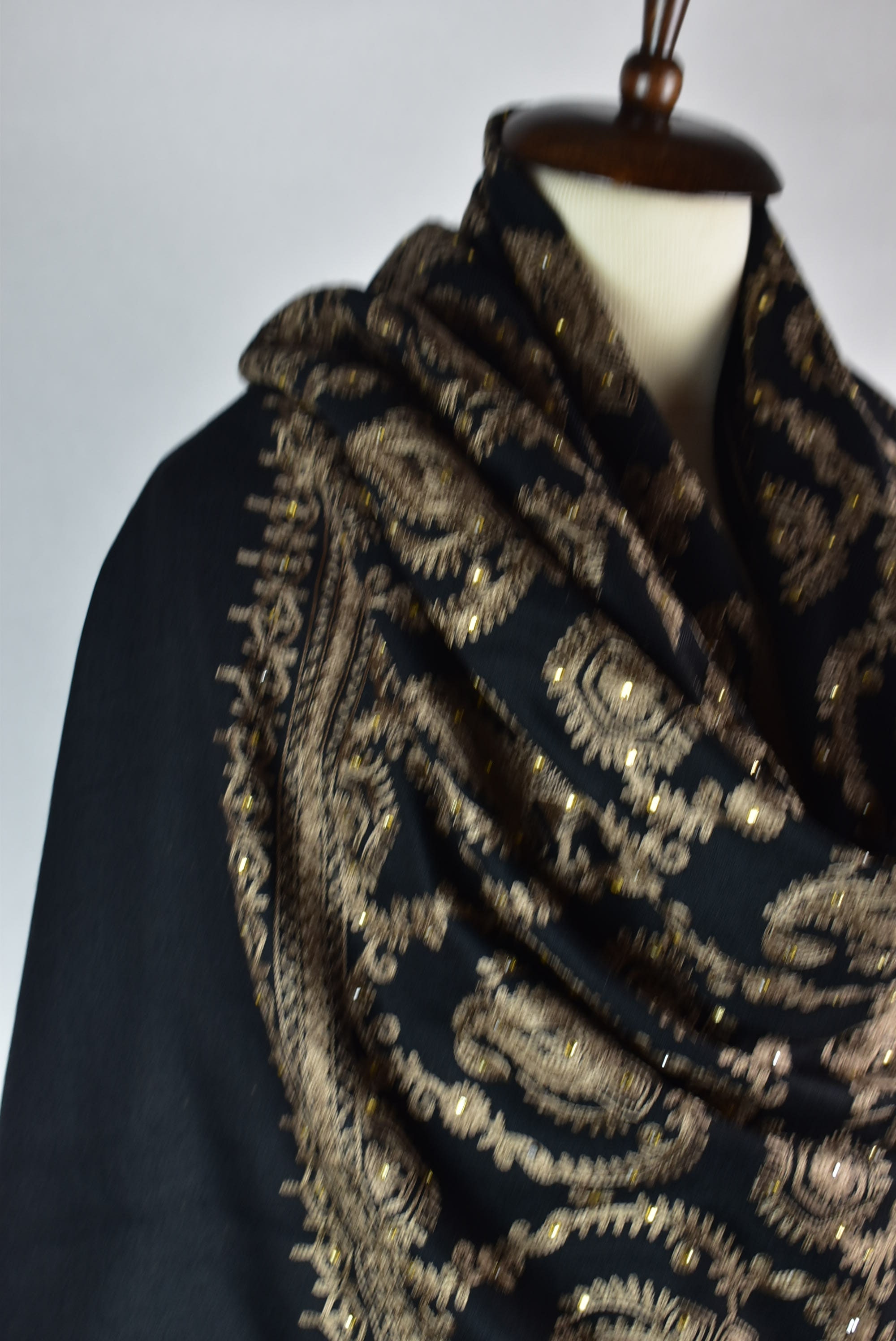 Black Pashmina Wedding Shaw Wool Embroidered Shawl Wool - Etsy
