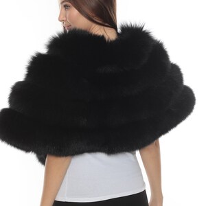 Black Fur Wrap Fox Fur Stole Fox Fur Shawl Bridal Wrap Bridal Cape ...