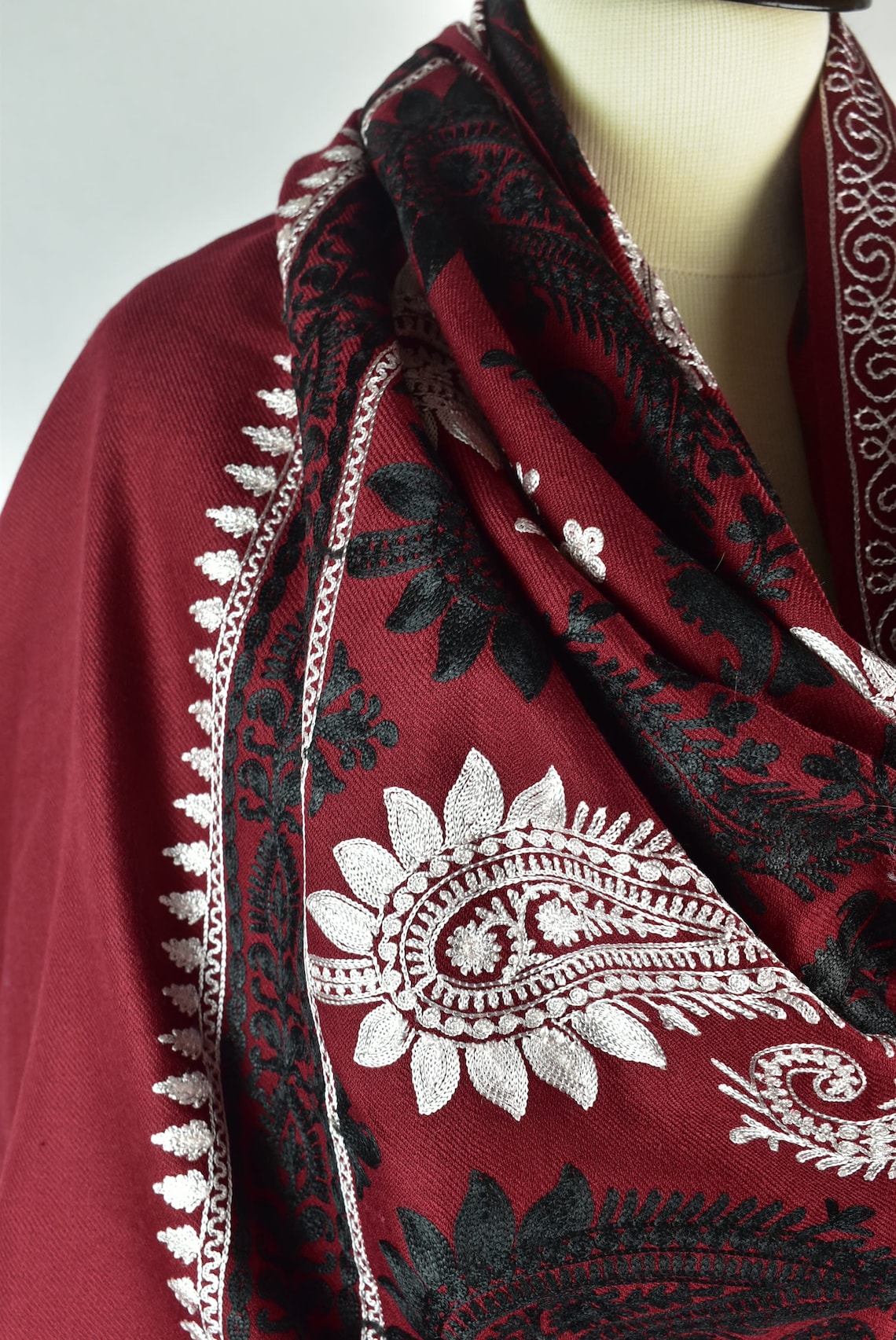 Hand Embroidery Woolen Shawl Wrap Handmade Shawl - Etsy