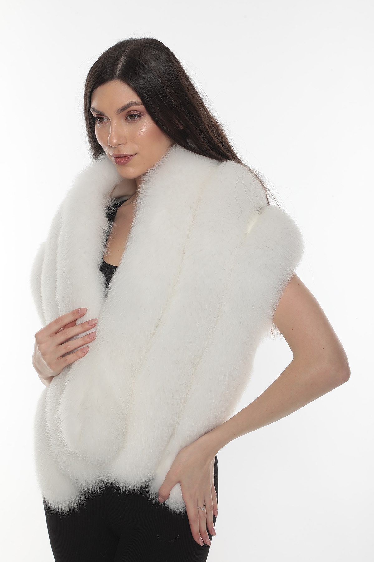 3 Line White Fur Wrap Fox Fur Stole Fox Fur Shawl Bridal Wrap - Etsy