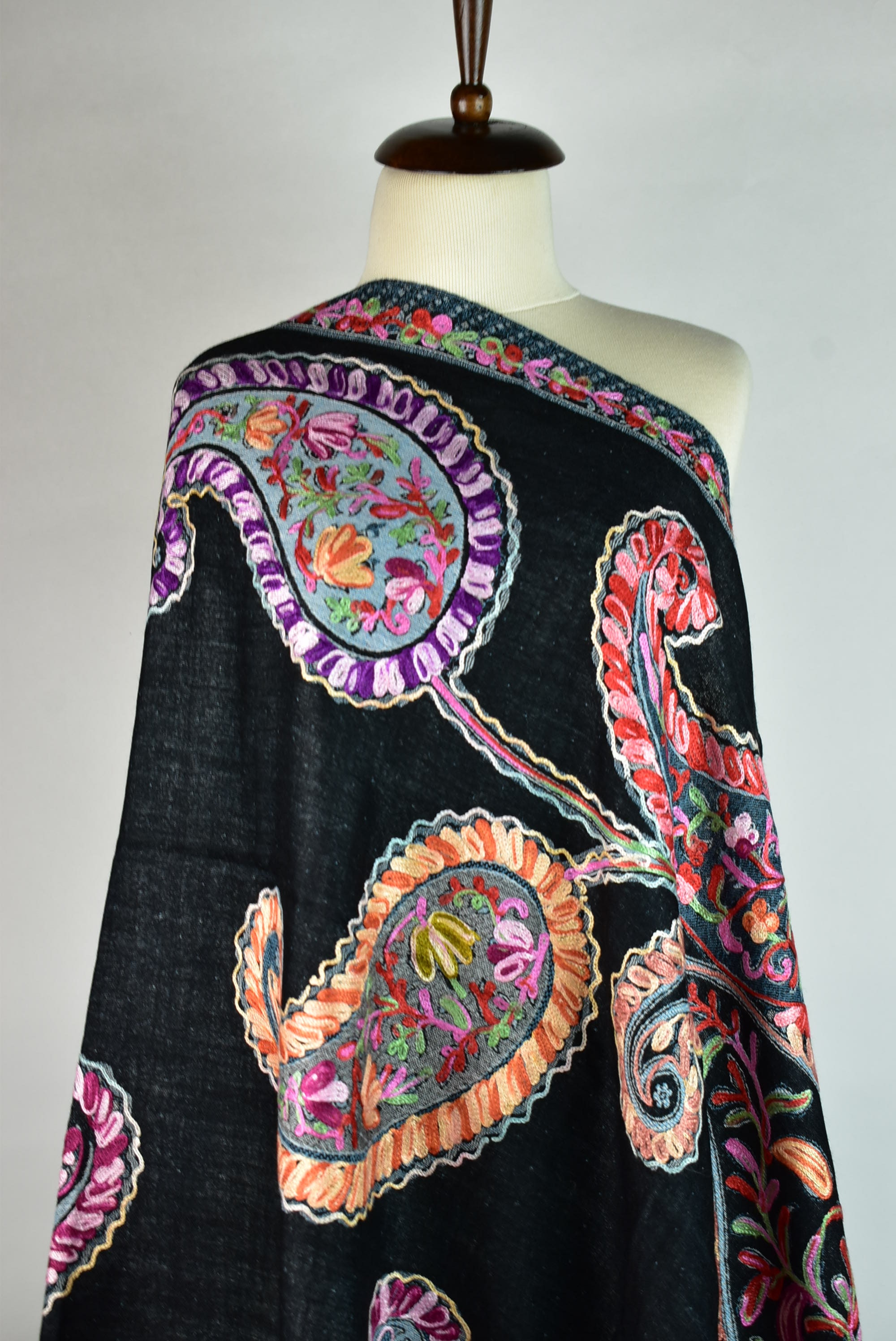 Black Pashmina Wedding Shaw Wool Embroidered Shawl Wool - Etsy UK