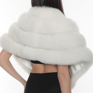 White Fur Wrap Fox Fur Stole Fox Fur Shawl Bridal Wrap Bridal Cape ...