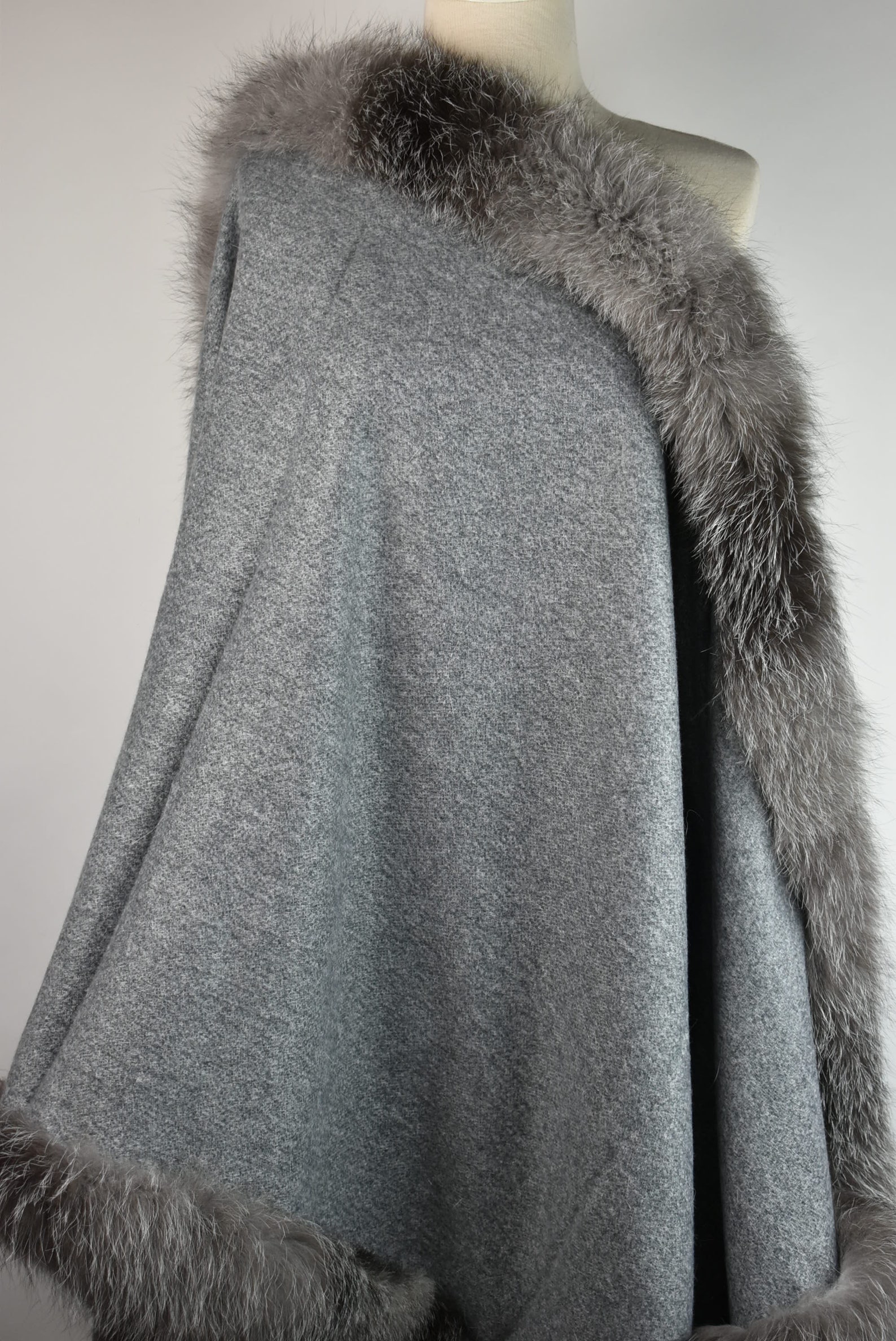 Gray Warm and Soft Stylish Shawl With Four Corners of Real Fox | Etsy