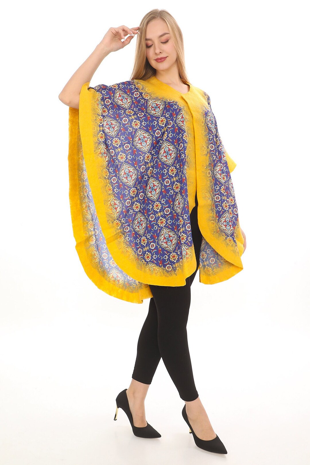 Turkish Design Shawl 100% Mulberry Edge Merino Wool, Felted Wool and ...