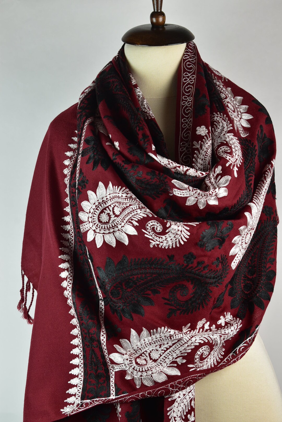 Hand Embroidery Woolen Shawl Wrap Handmade Shawl - Etsy