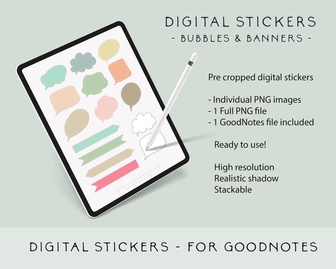 Digital Stickers for Goodnotes Digital Planner Pre Cropped Stickers ...