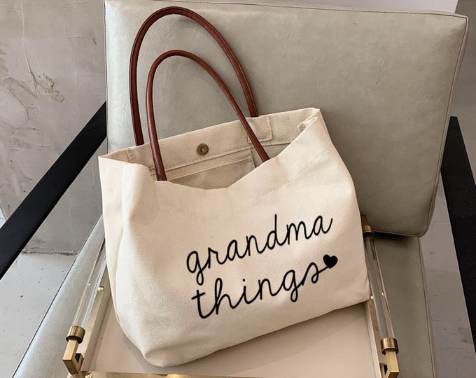 Grandma Things Tote Bag -personalized Grandma Gift- Mothers Day Gift ...