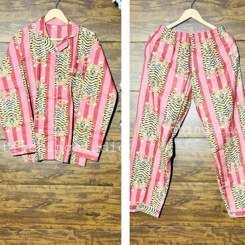 Pink Tiger Pyjamas Cotton - Etsy