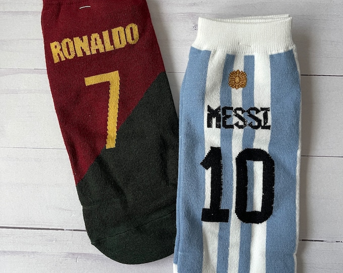 Soccer Players Gift, Messi Ronaldo Soccer Fan Socks, Low Cut Ankle ...