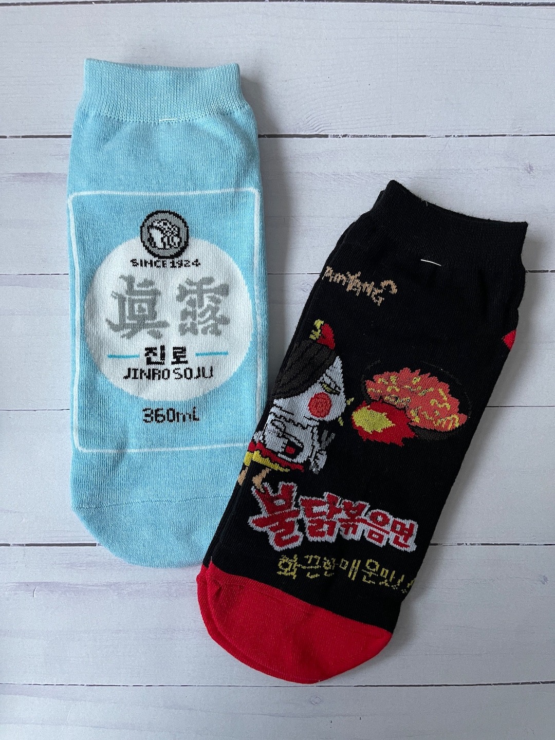 Korean Jinro Frog Soju Socks, Super Spicy Fire Ramen Noodles Socks, Fun ...