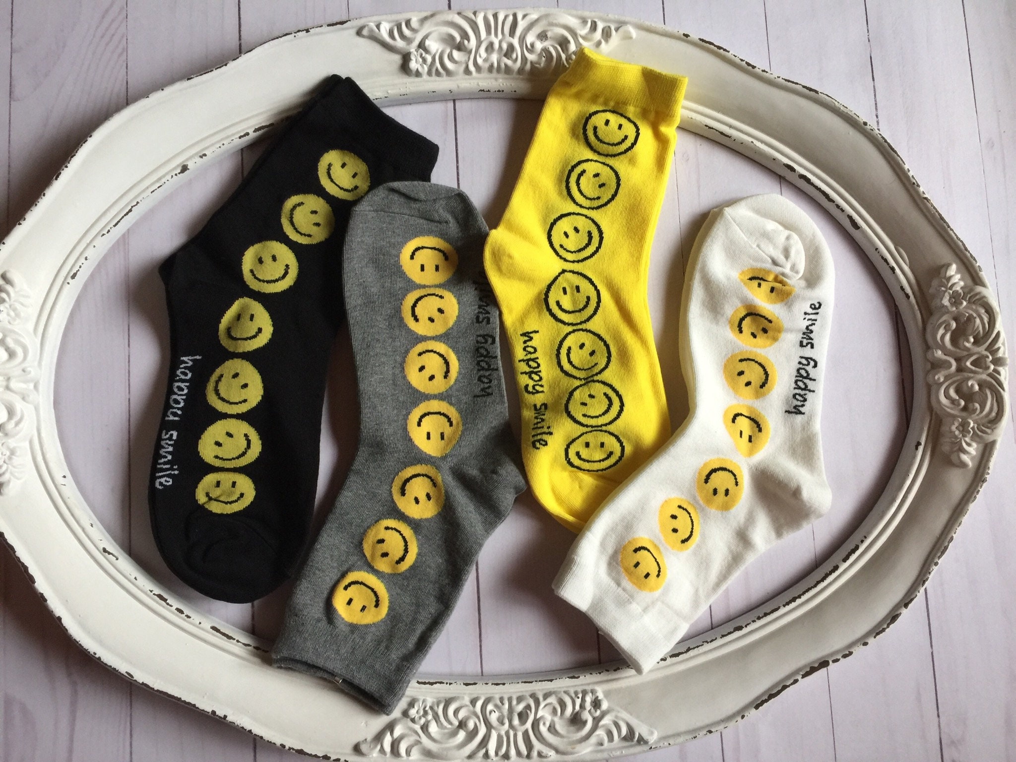 Smiley Face Positive Words Socks, 7 Pairs for a Week, Gift for ...