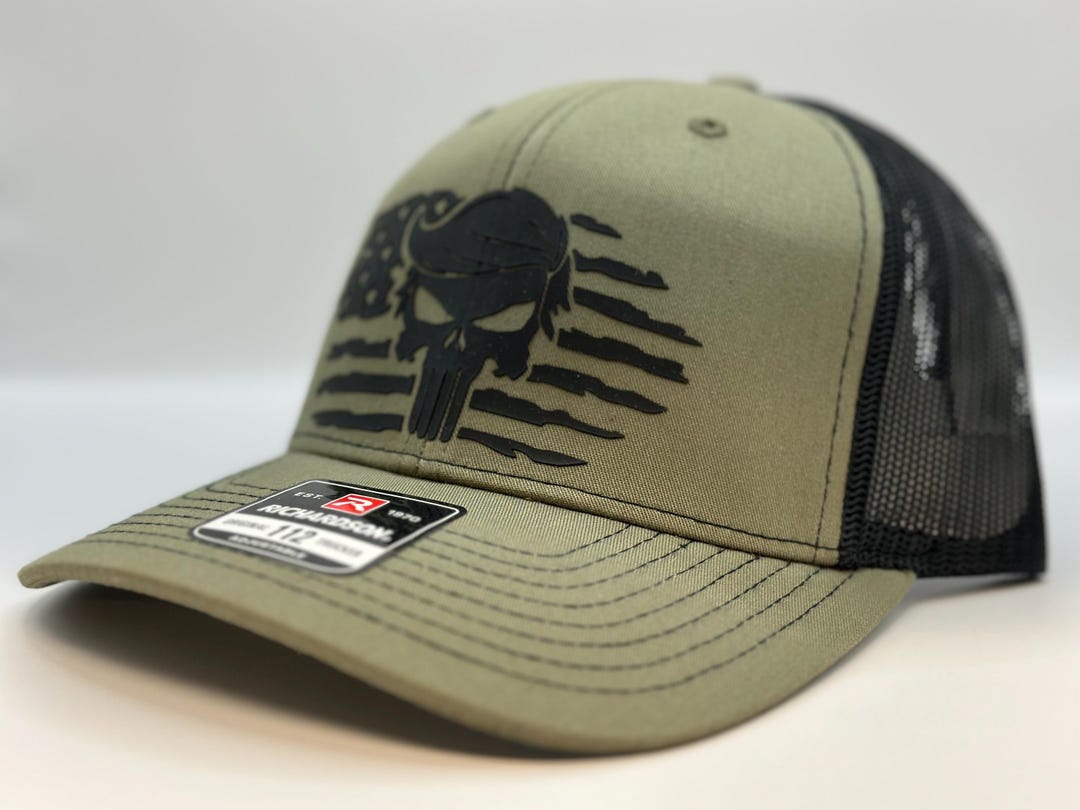 Trump 2024 Punisher Trucker Hat, Maga, Trump 2024, Loden Black ...