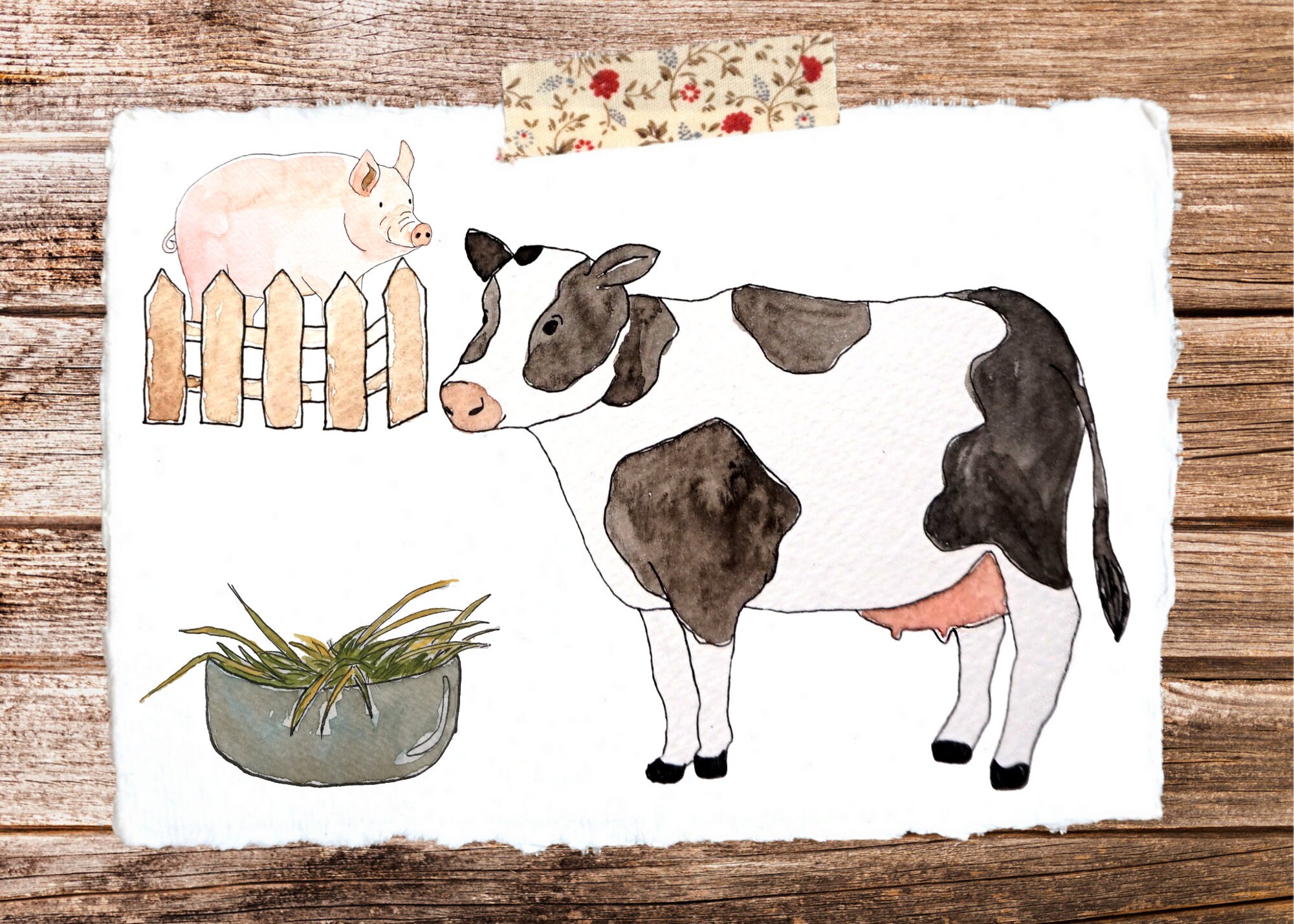 Farm Animals Clipart Watercolor Clip Art Nursery Baby | Etsy