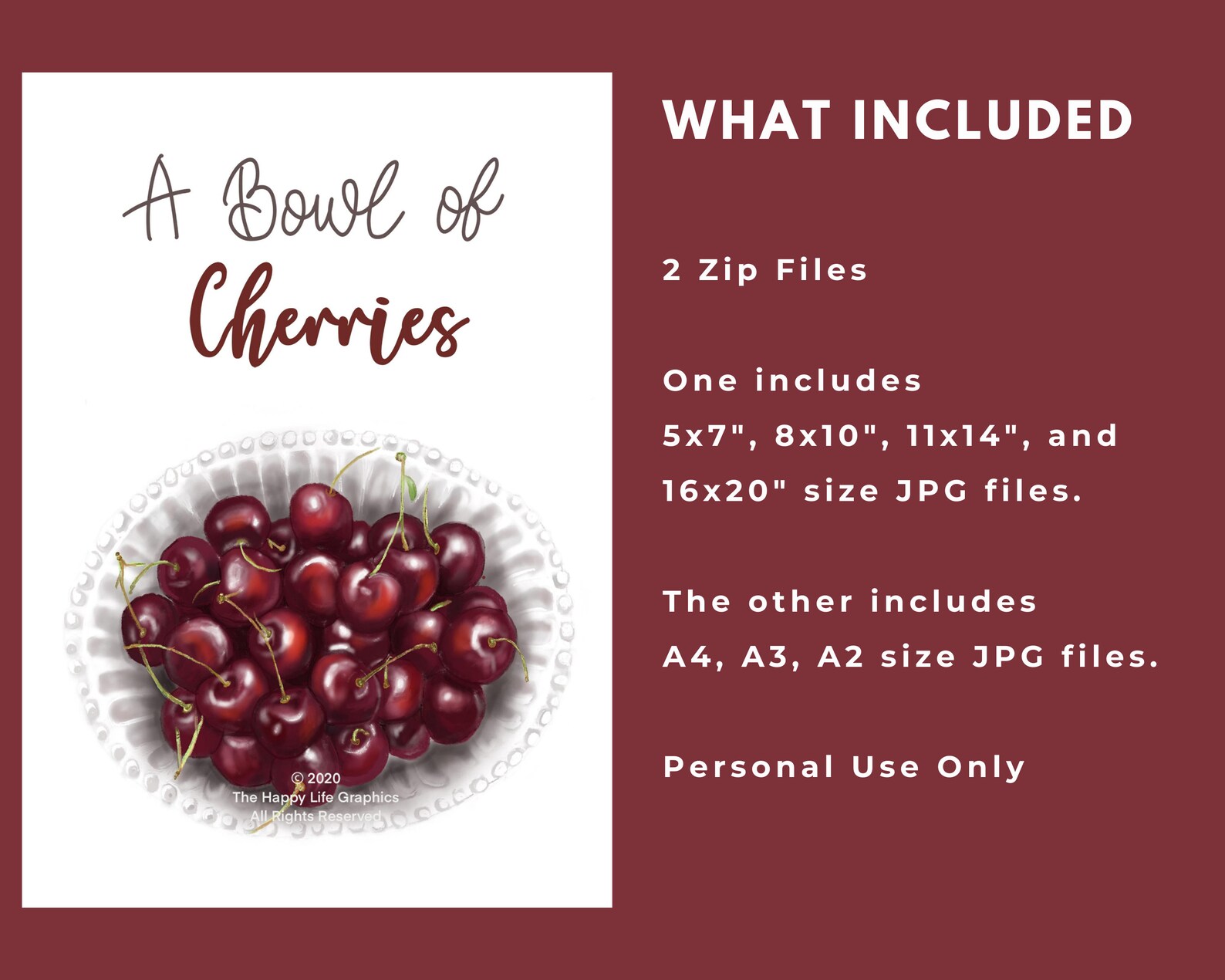 Printable Wall Art, A Bowl of Cherries, Idiom, Cherry Poster, Living ...