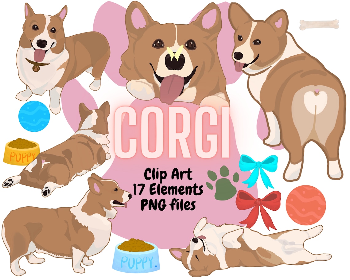 Cute Welsh Corgi Clip Art, PNG, Corgi, Dog Mom, Dog Dad, Pet, Puppy ...