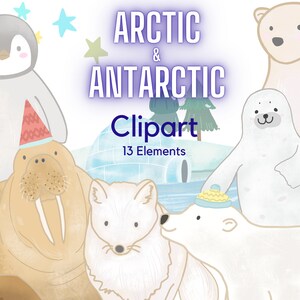 The Arctic and the Antarctic Animals Clip Art, Cute Winter Animals, PNG ...