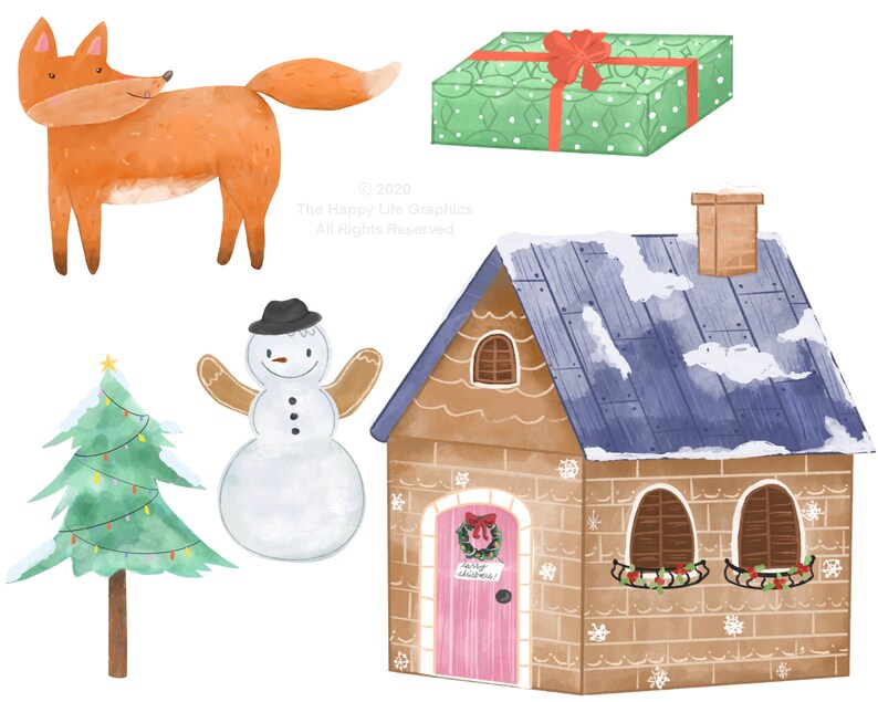 The Gingerbread Man Clip Art, Printable Christmas Clipart, Winterland ...