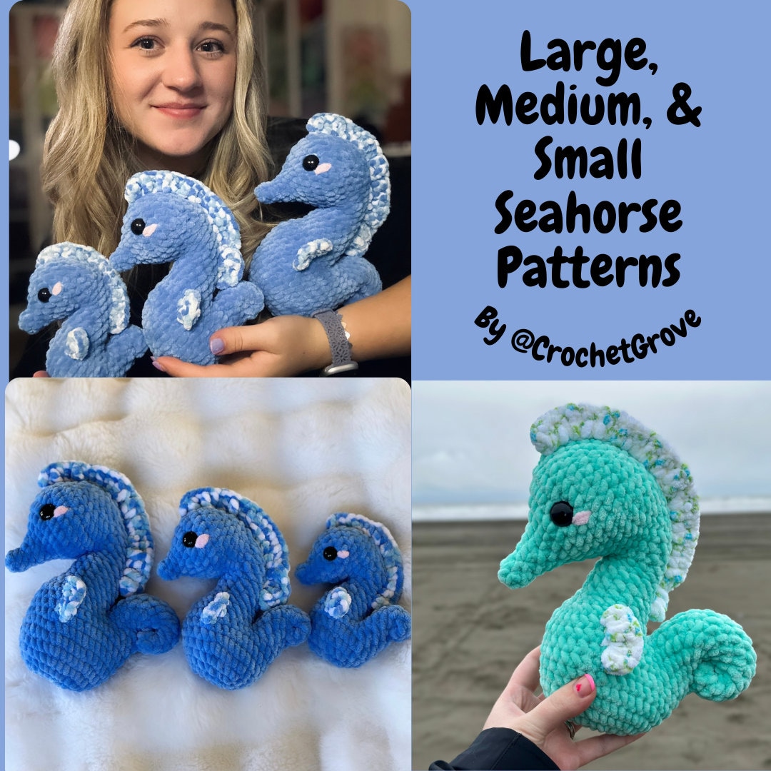 Low Sew Large, Medium, & Small Seahorse Pattern Crochetgrove - Etsy