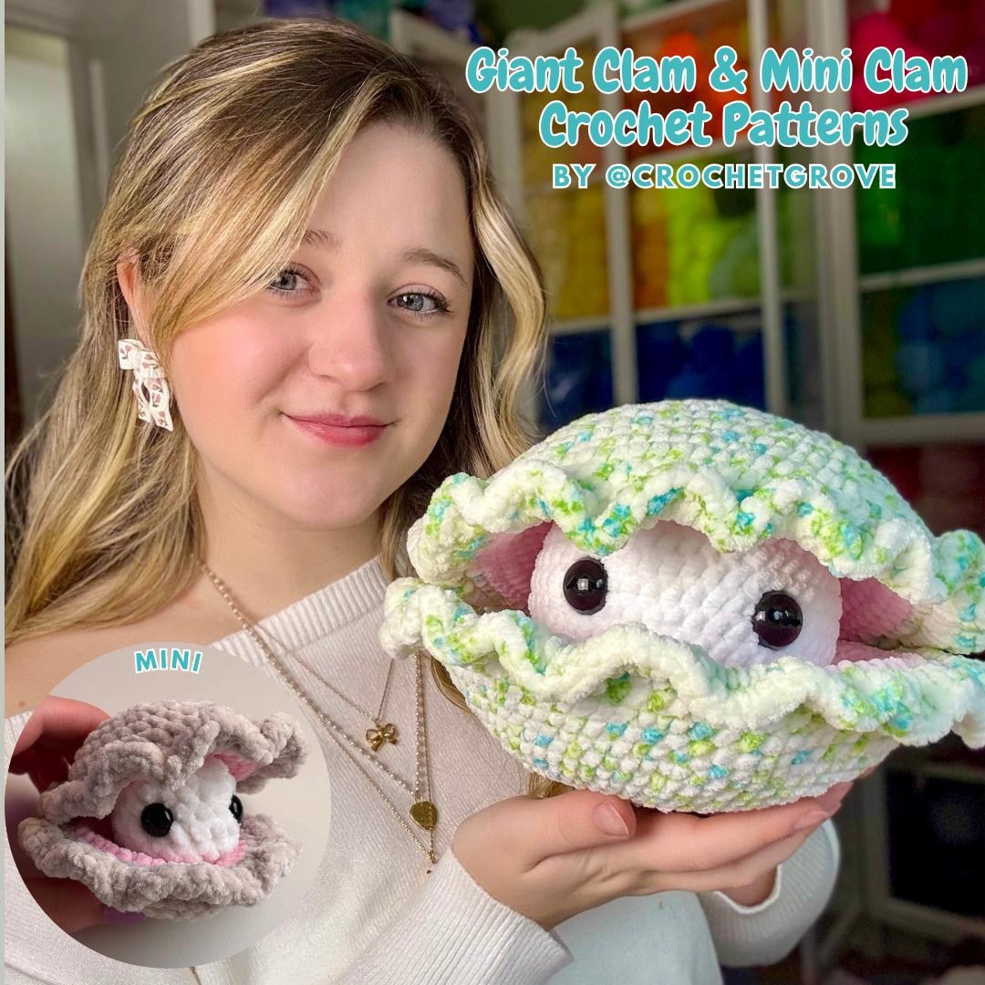 Giant Clam & Mini Clam Crochet Pattern PDF – Amigurumi Sea Creature, No ...