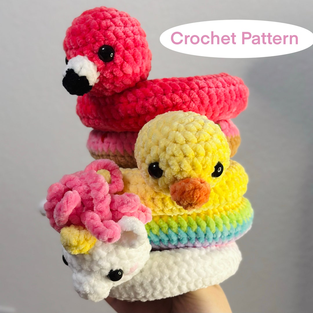 Crochet Floatie Pattern, Unicorn, Flamingo, Duck, Donut, Rainbow ...