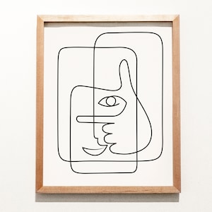 Abstract Line Art Printable Sketch, Face Smile Illustration, One Line ...