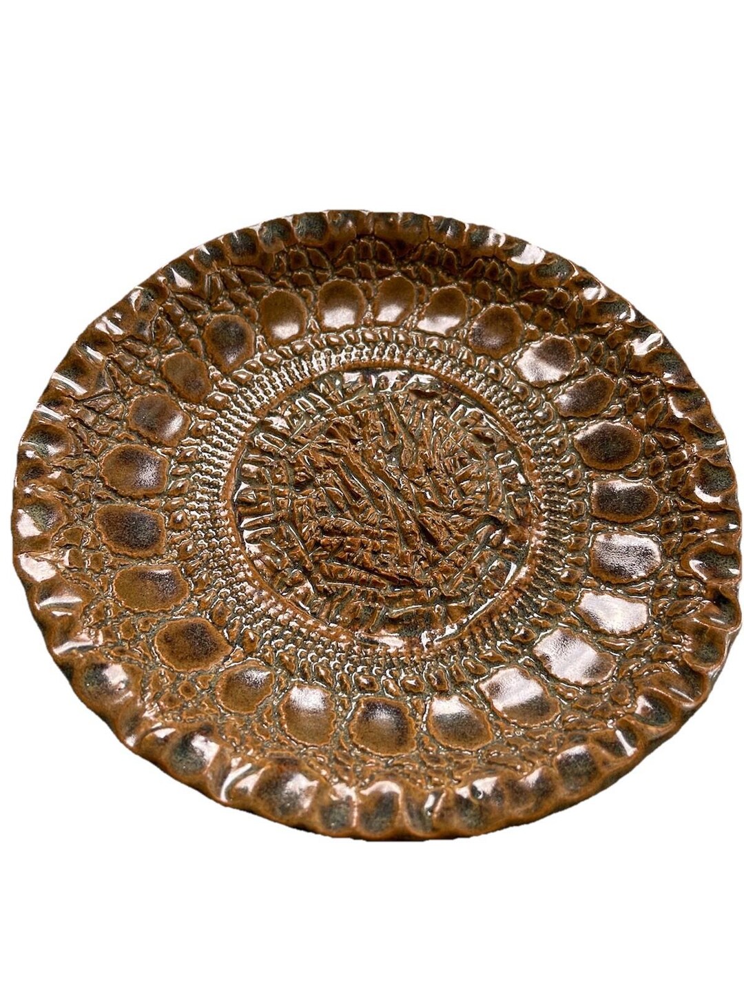 Linda Cain Master Potter Santa Clara Pueblo Plate Carved Incised Design ...