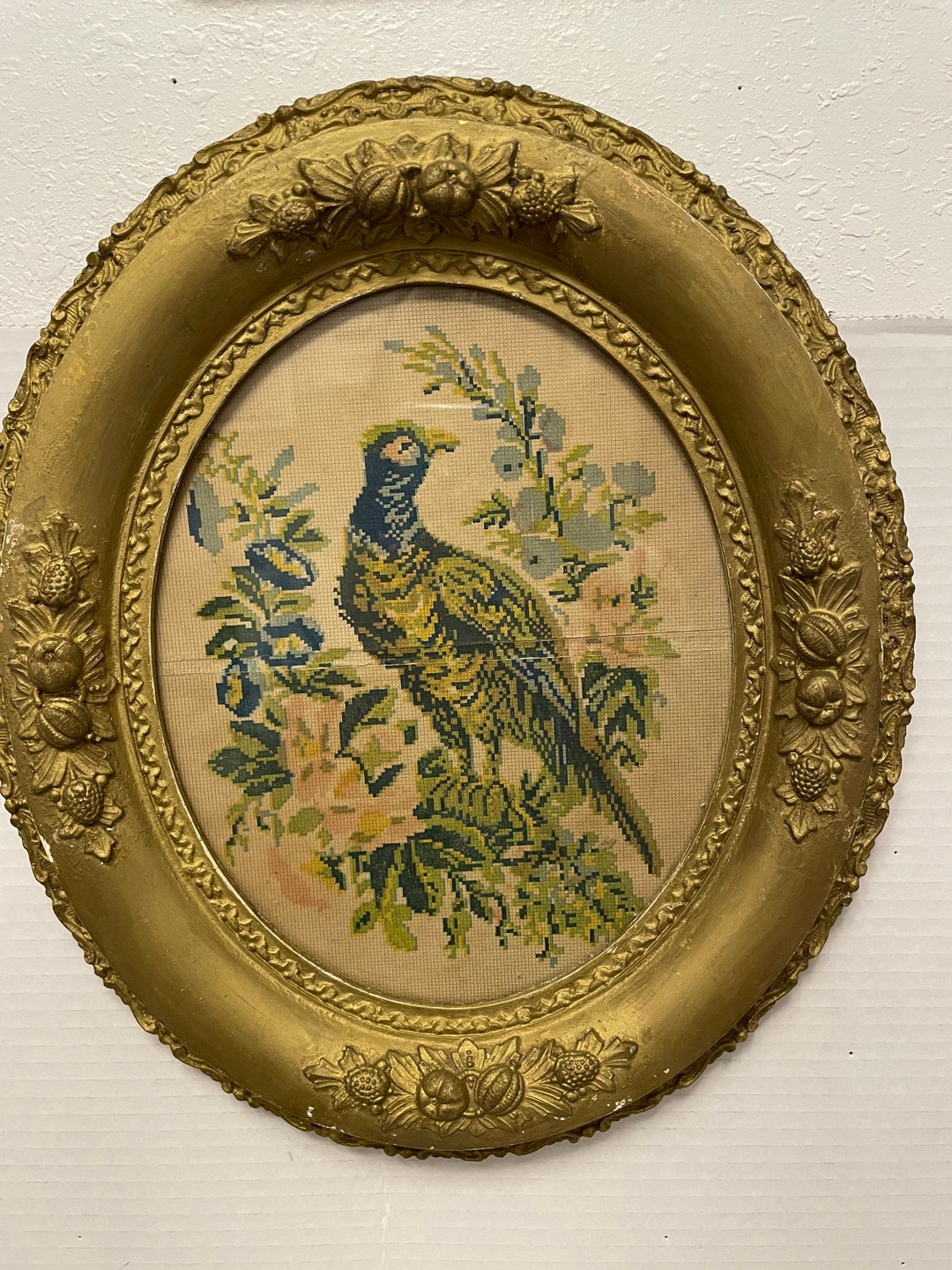 Antique Vintage Picture Frame Gilt Gold Wood Fruit Gesso Carve - Etsy