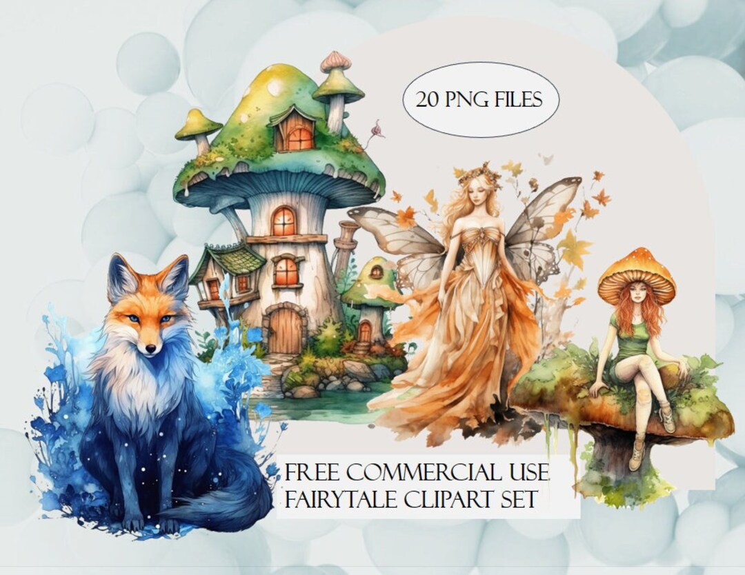 Fantasy Fairy Clipart Set Magical Fairies, Mushroom Houses, Enchanting ...
