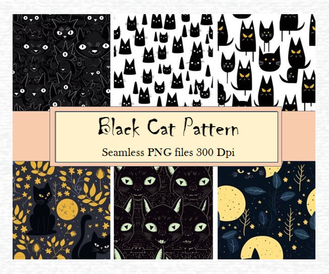 Spooky Black Cat Seamless Patterns Perfect for Halloween Craft Projects ...